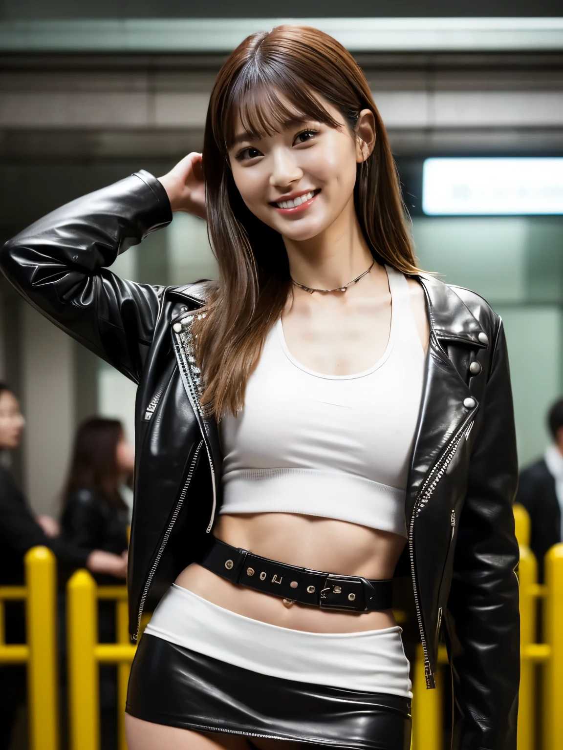 ((1girl, skinny body:1.4)), (Japanese girl, Inside the subway station ...