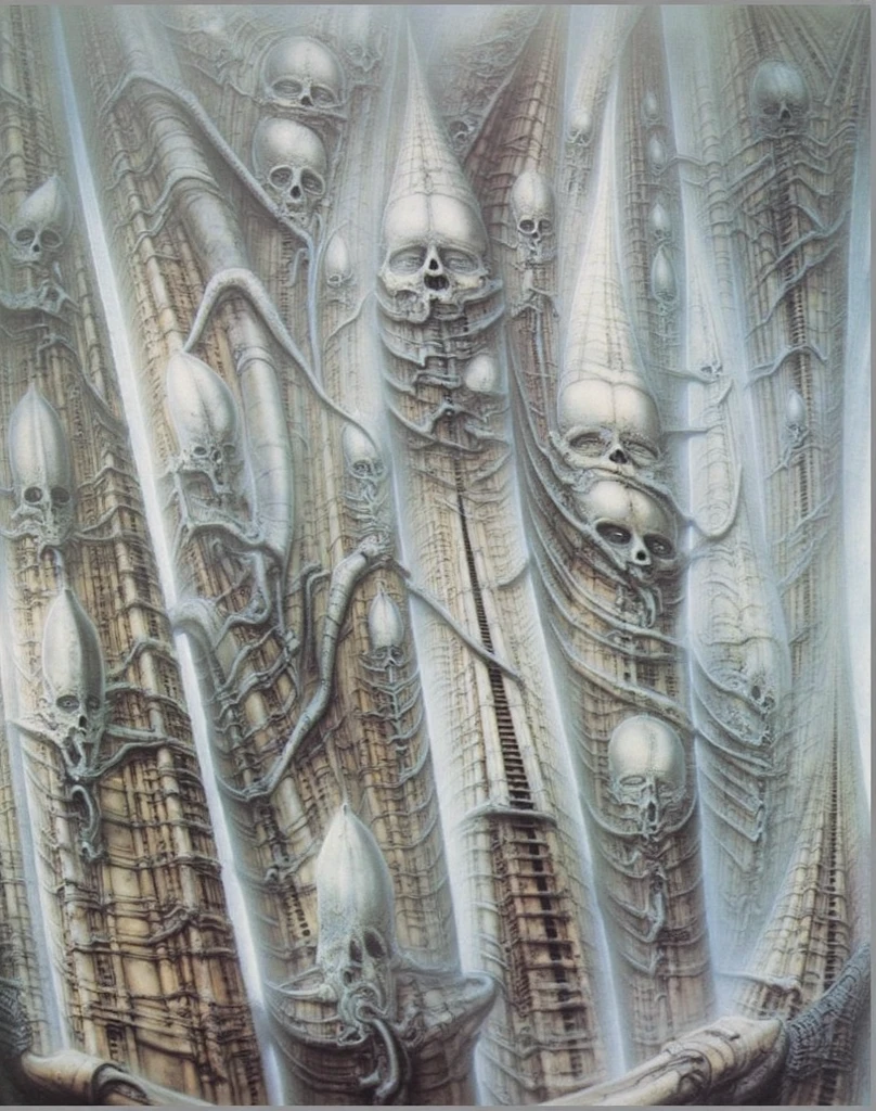 G1g3r, Giger_style, The image is a detailed view of H.R. Giger - SeaArt AI