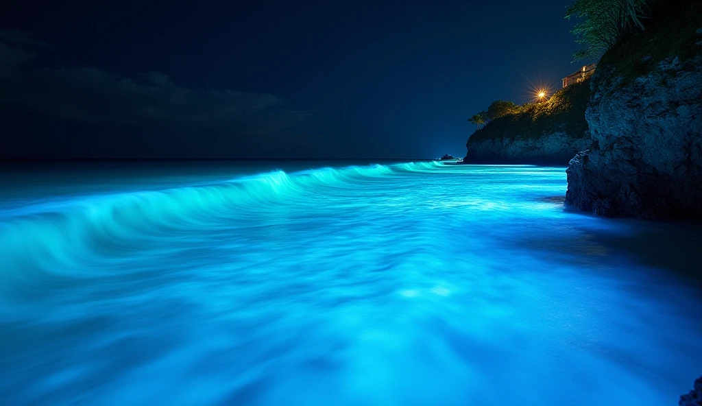 Luminescent beaches unveil breathtaking vistas of the ocean, where the ...
