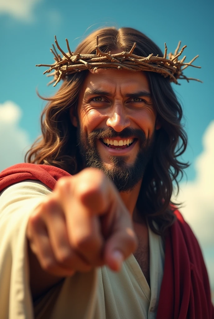 Ultra-realistic 8K image of Jesus looking directly at the camera with a ...