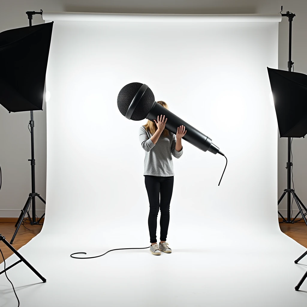 Incredible manipulation of a giant karaoke microphone in a year - SeaArt AI