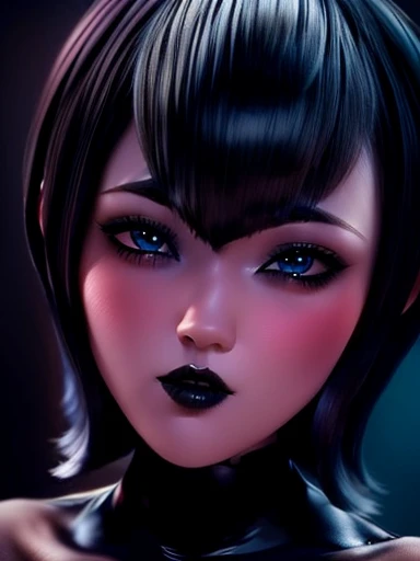 Beautiful and sensual goth girl , short black hair bobcut with bangs ...