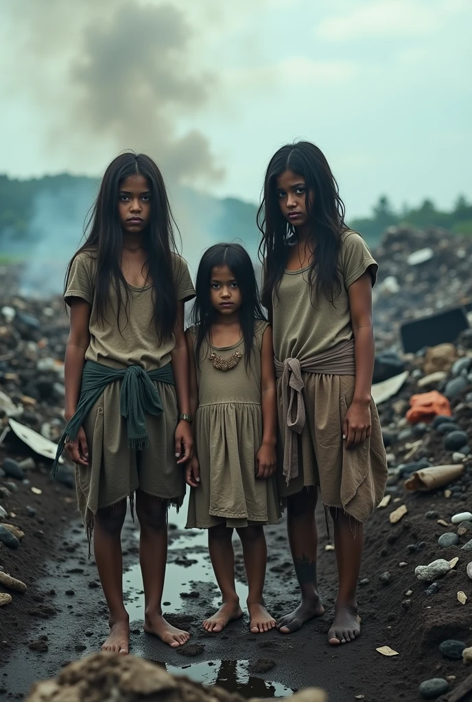 photograph of a group of neglected teenage girls. Living with a younger ...