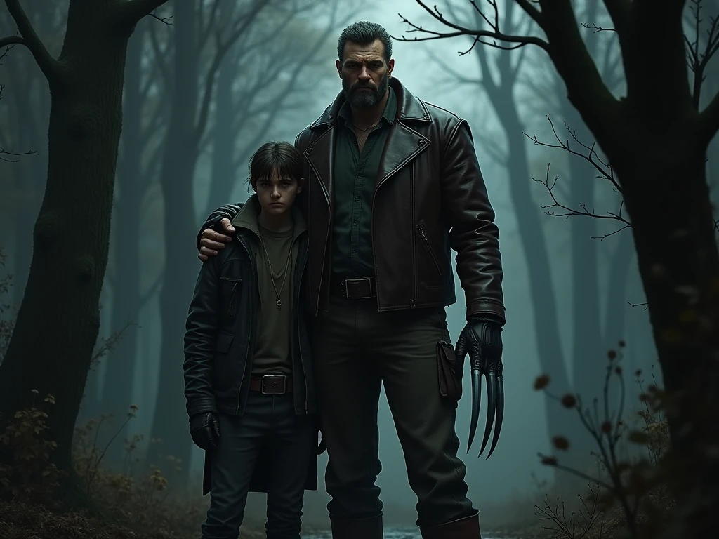 Logan stands protectively beside Dafini , his rough face with sideburns ...