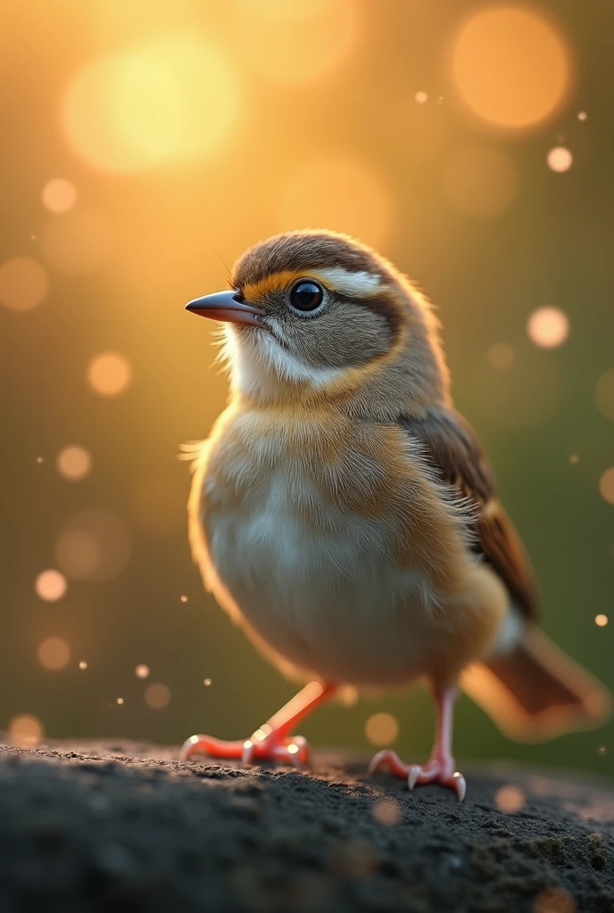 A mesmerizing close-up portrait of a gorgeous little bird illuminated ...