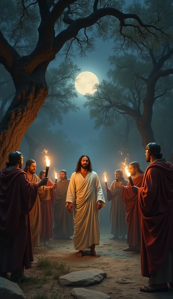 Portrait of Jesus Christ in the Garden of Gethsemane during the night ...