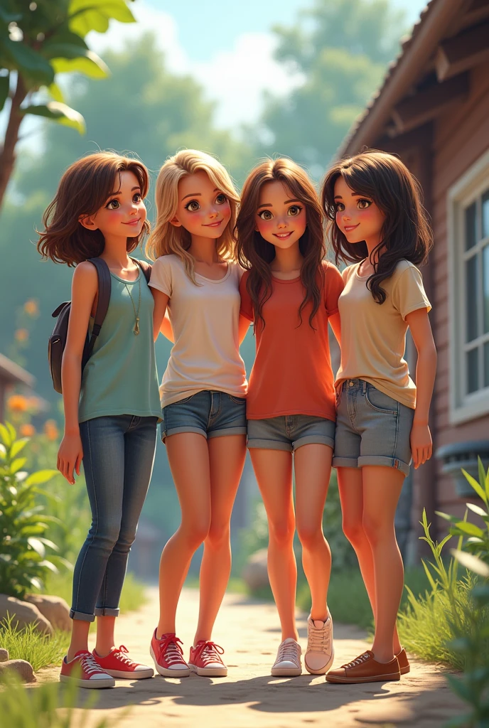 Group of 4 girls in the back - SeaArt AI