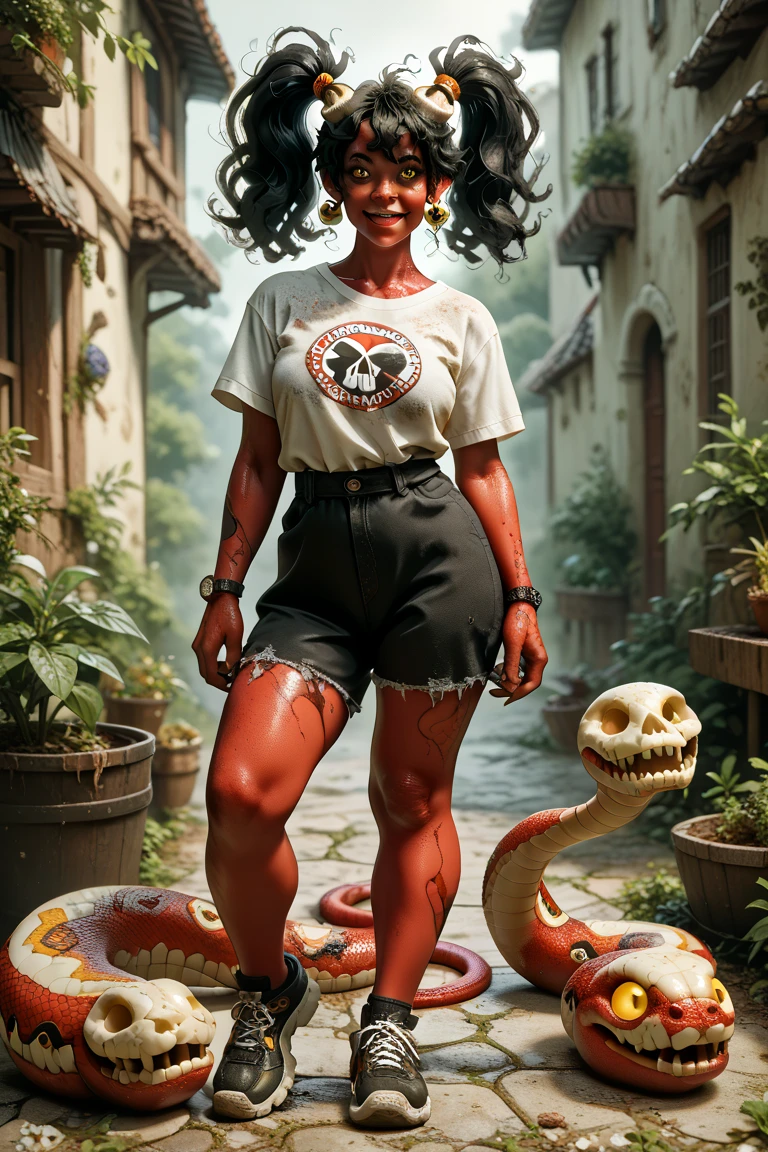 Piranha Plant choke small Demon Girl , with medium long black hair with ...