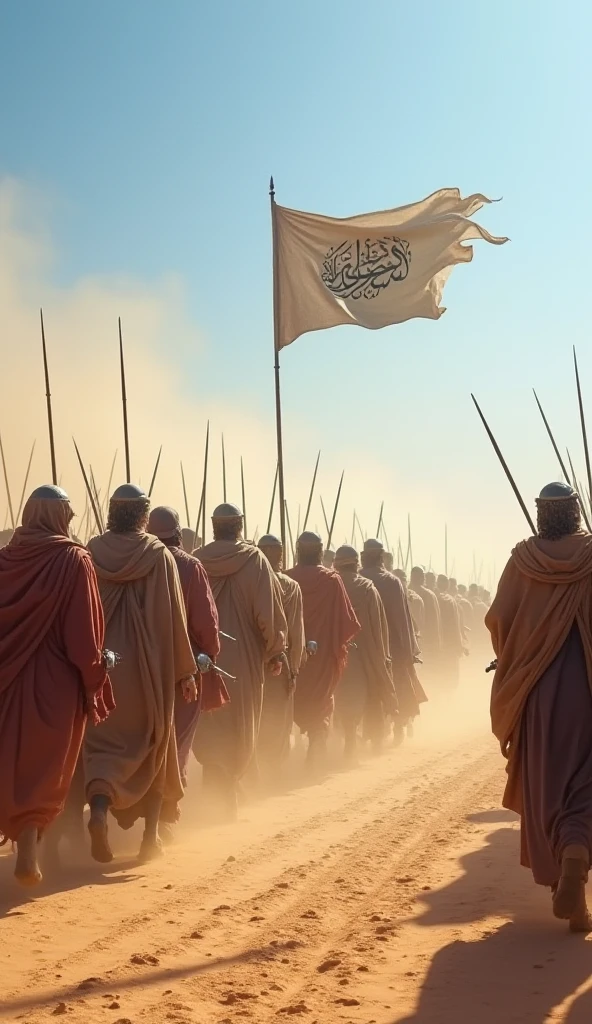 Muslims Forces led by Prophet Muhammad SAW , dressed in simple war ...