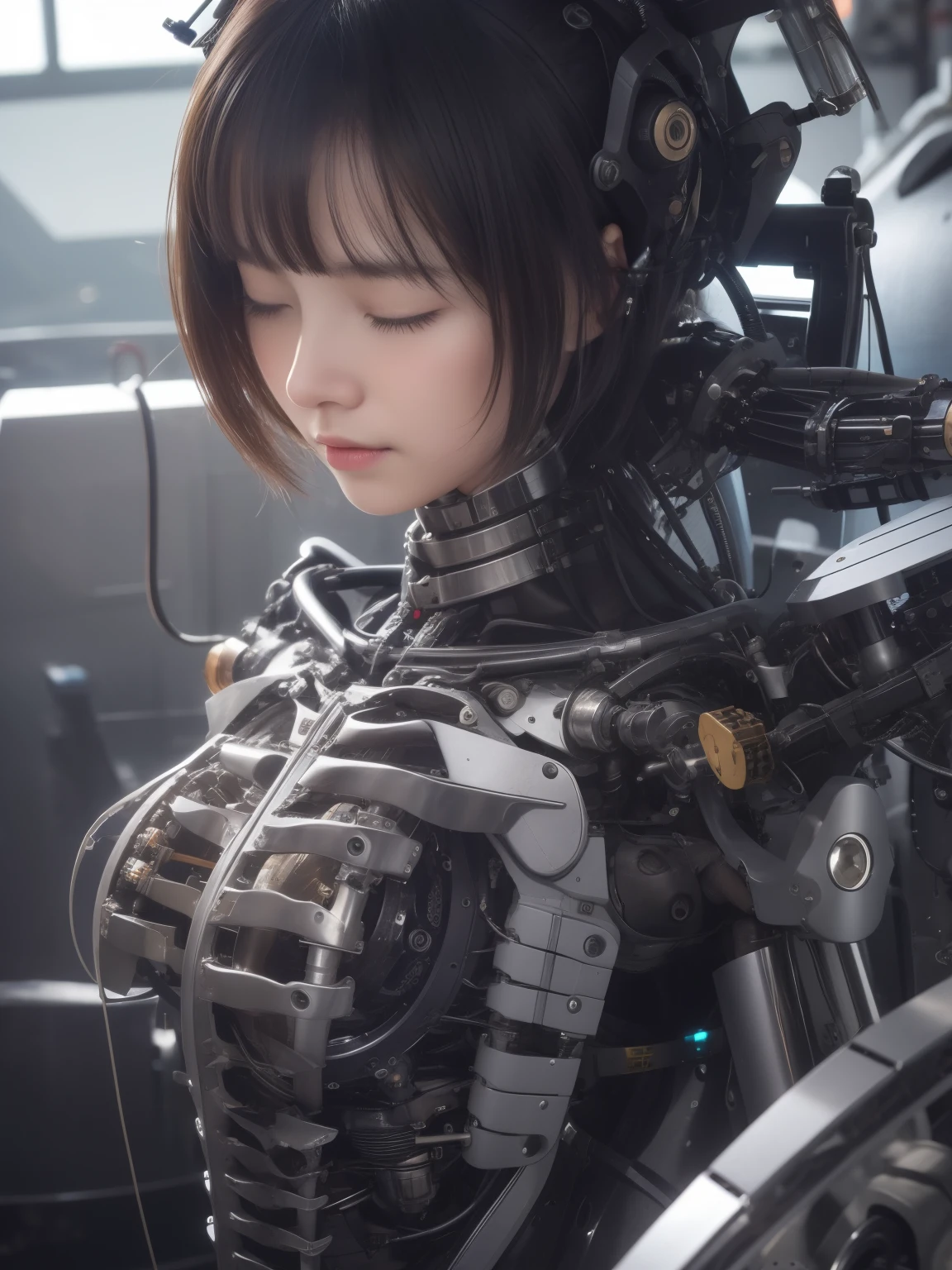 A close up of a woman in a robot suit with a camera - SeaArt AI