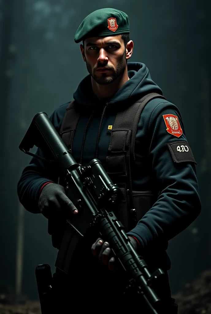 Brazilian soldier with a gun in his hand written on the 731 2AM terror ...