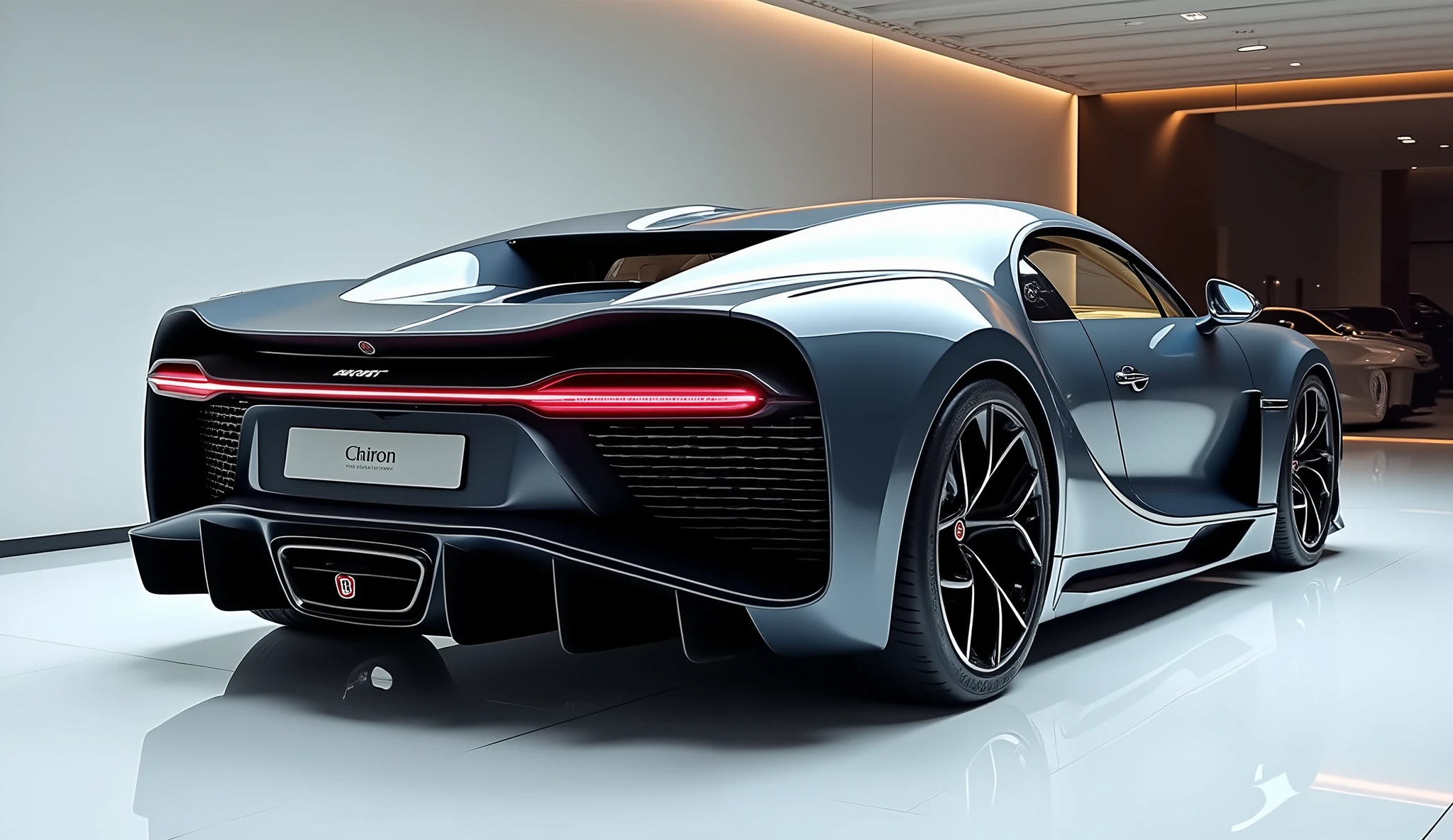 A close up of a car on display in a showroom - SeaArt AI