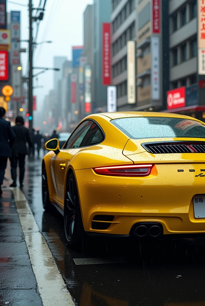 A detailed porsche facing sideways in the streets of tokyo japan ...