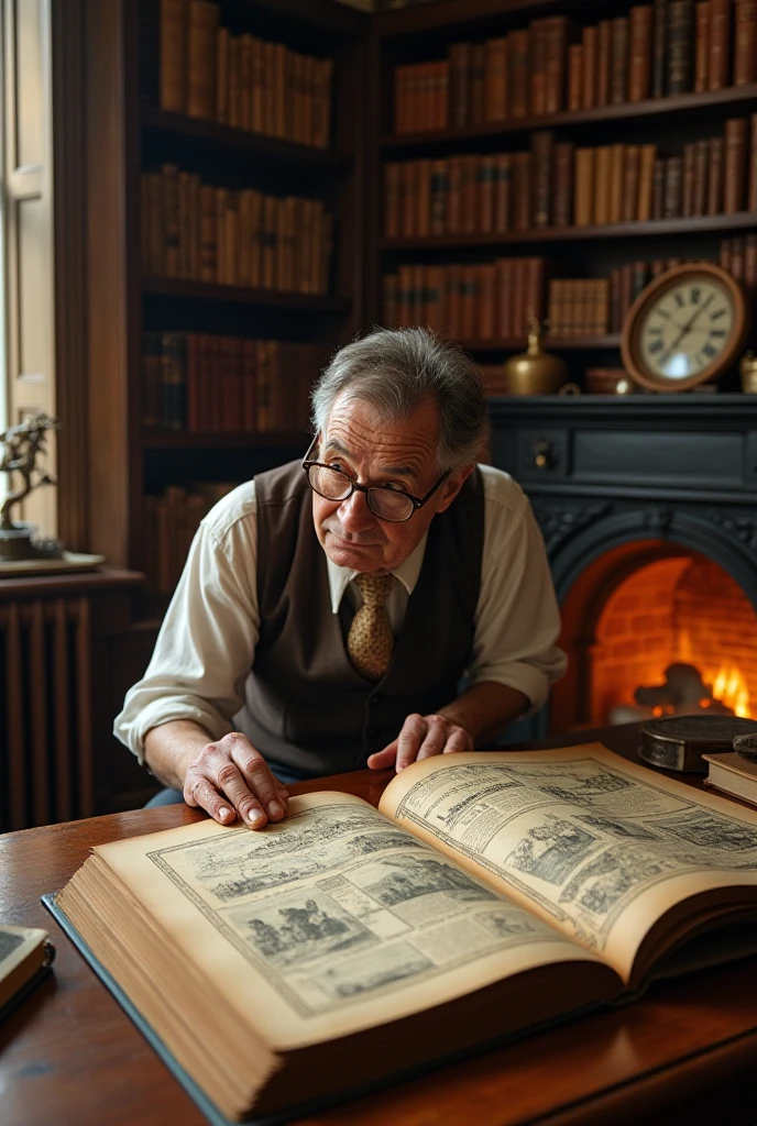 "A 19th-century study room filled with vintage books, maps, and old ...