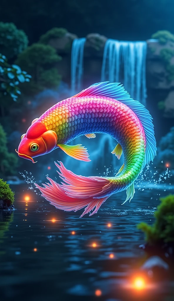 1 rainbow-colored carp 、Made by AIS-RCN, 8K Photo, "words, rainbow ...
