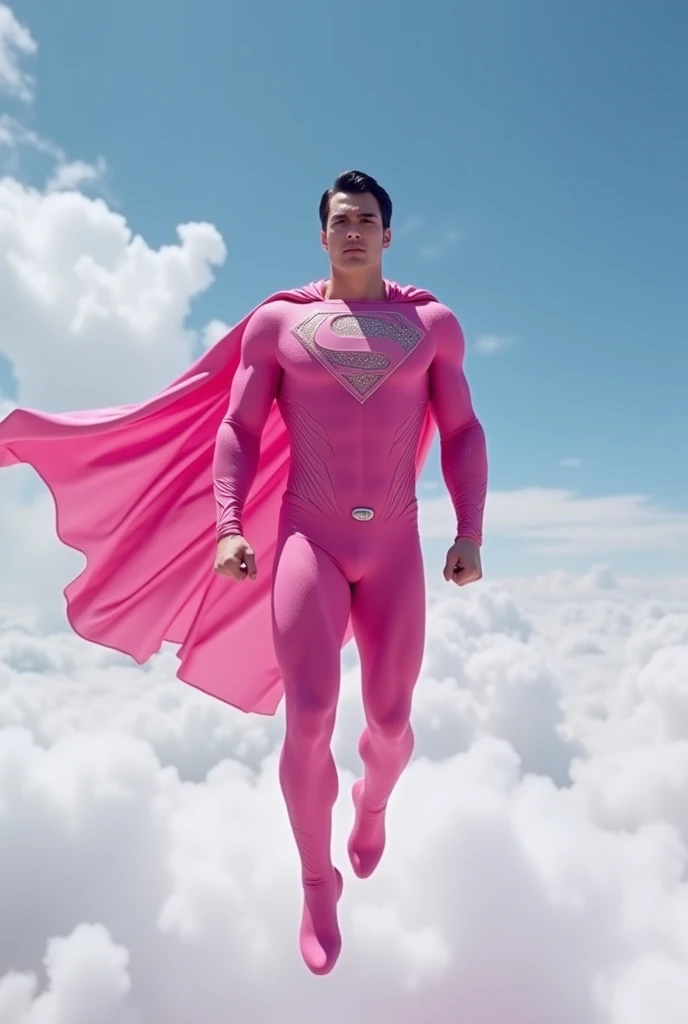 Superman flies through the sky in a pink suit - SeaArt AI