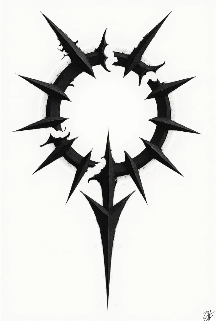 "A simple, yet intense symbol made of sharp, jagged lines. The center ...