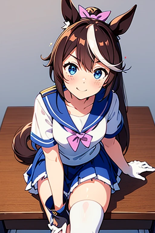 One girl, Alone, smile, Tokai Teio , High Ponytail, streaked hair ...
