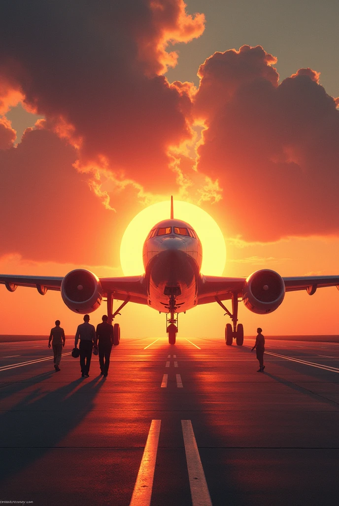 A hyper-realistic scene of a vintage airplane from 1955 landing ...