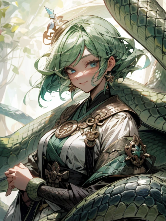 Colorful snakes, ((( snakes and a girl ))),a snake and a girl - SeaArt AI