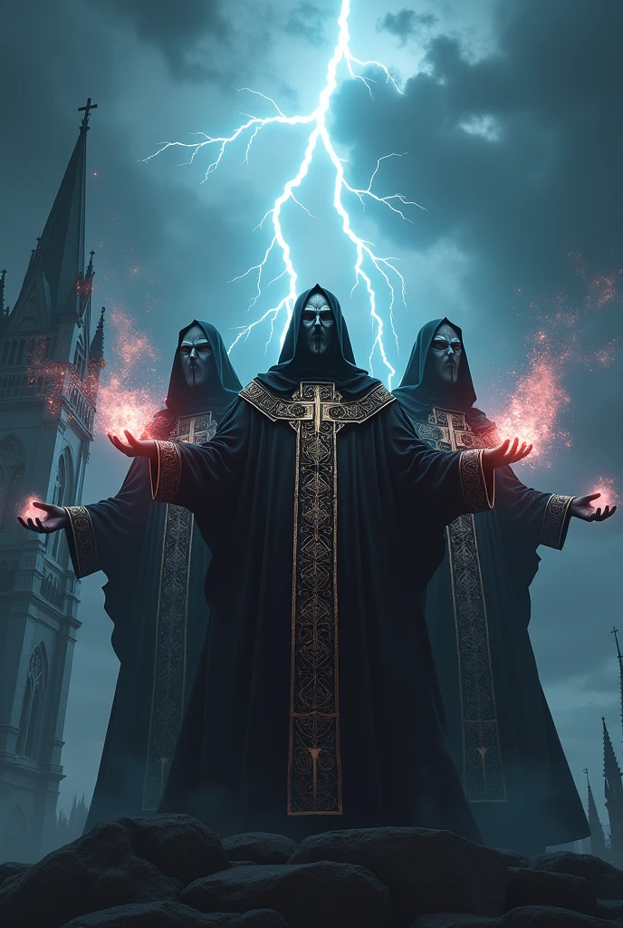 Three villainous superhero priests - SeaArt AI