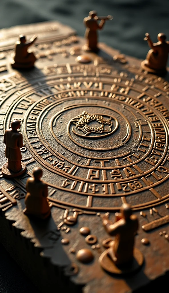 Imagine a close-up view of a stunningly crafted Mayan calendar stone ...