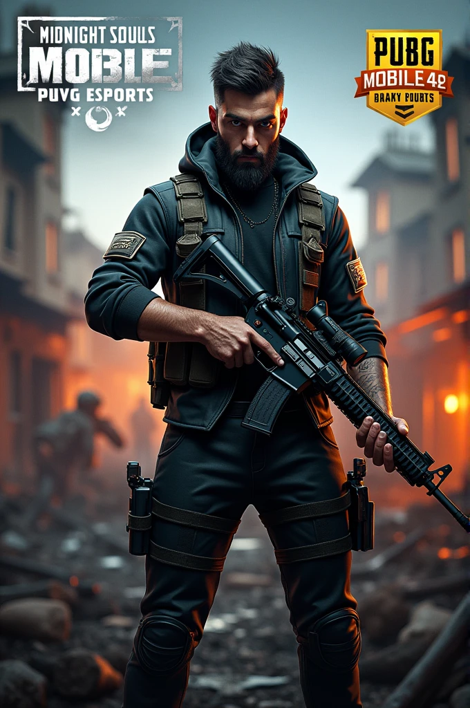 Make a PUBG mobile eSports player card with an in-game character of ...