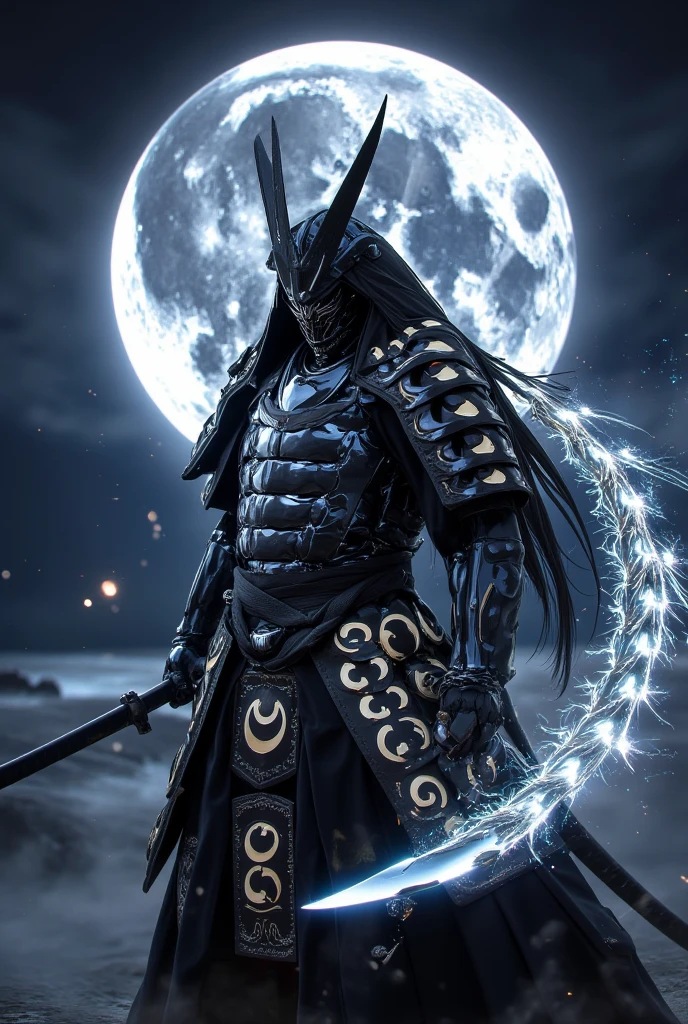 Samurai with Moon Powers - SeaArt AI