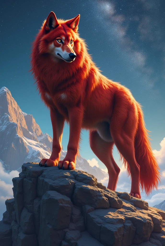 Red-haired wolf , with intricate details, Large and impressive - SeaArt AI