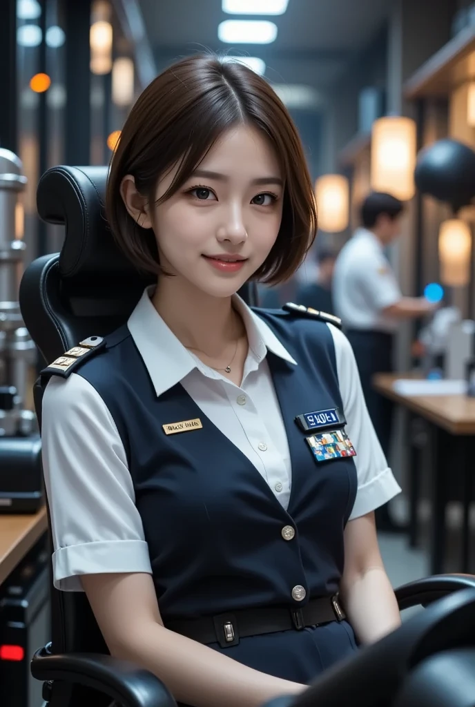 Female police officer, brainwashing, sitting in a chair wearing mind ...