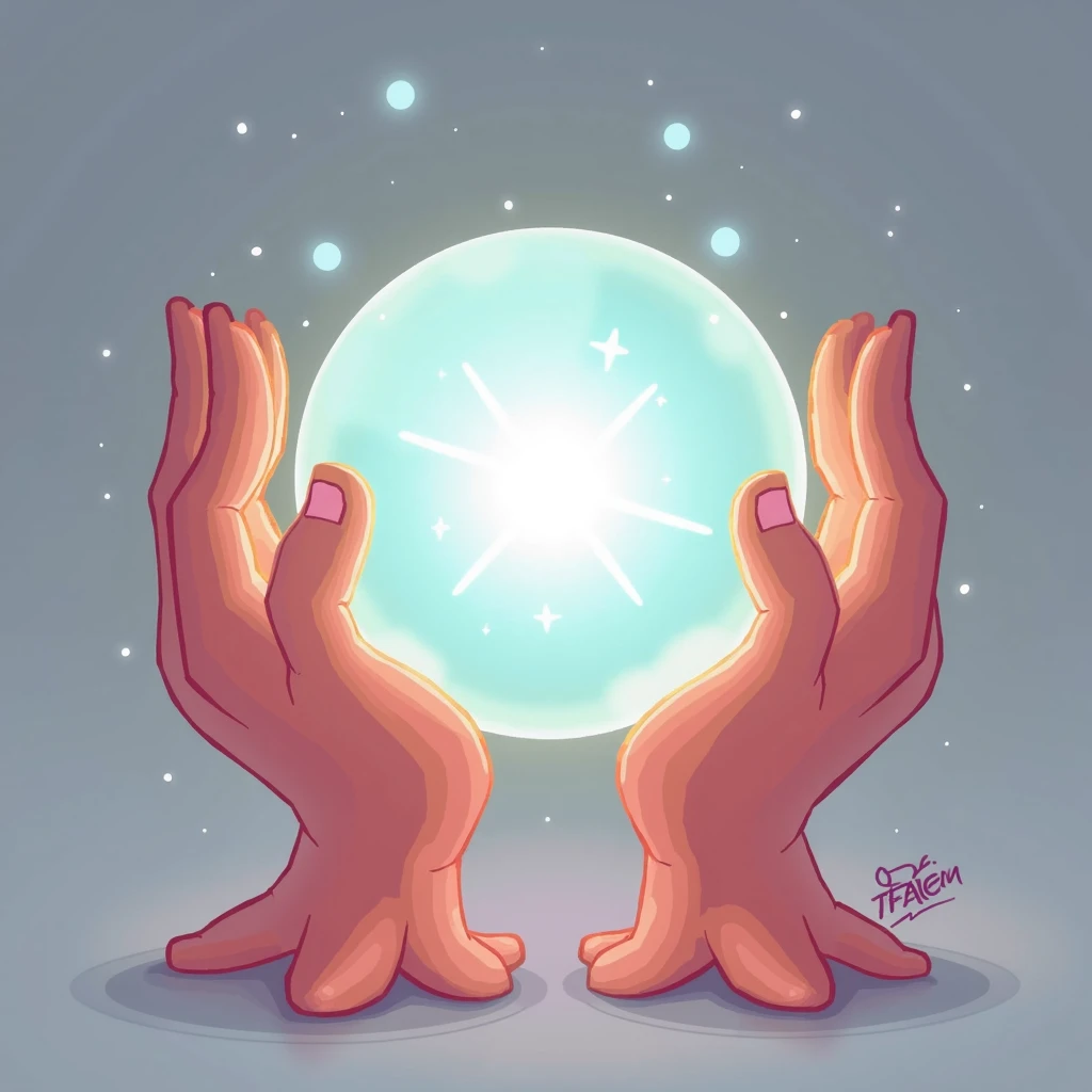 Chibi Emote 2D hands holding sphere - SeaArt AI