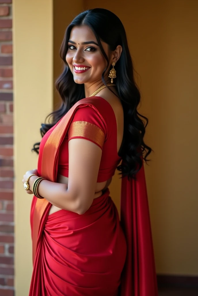 One cute 30 year old beautiful curvy well shaped indian women wearing ...