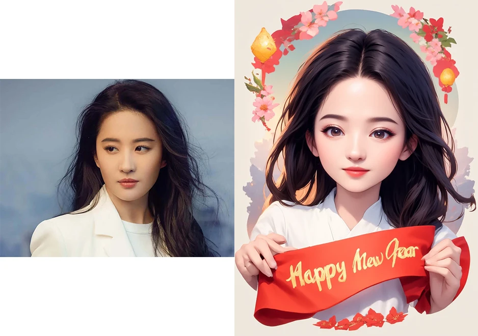 Seaart Ai Photos To New Year Cartoon Characters,照片生成新年卡通人物风格