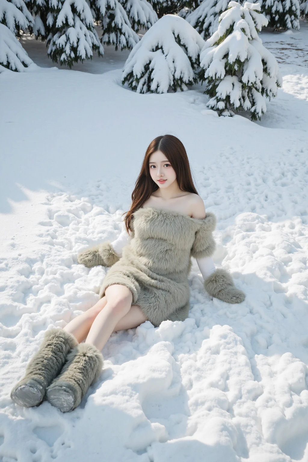 SeaArt AI | Transform into a snow beauty with one click一键变雪地美女
