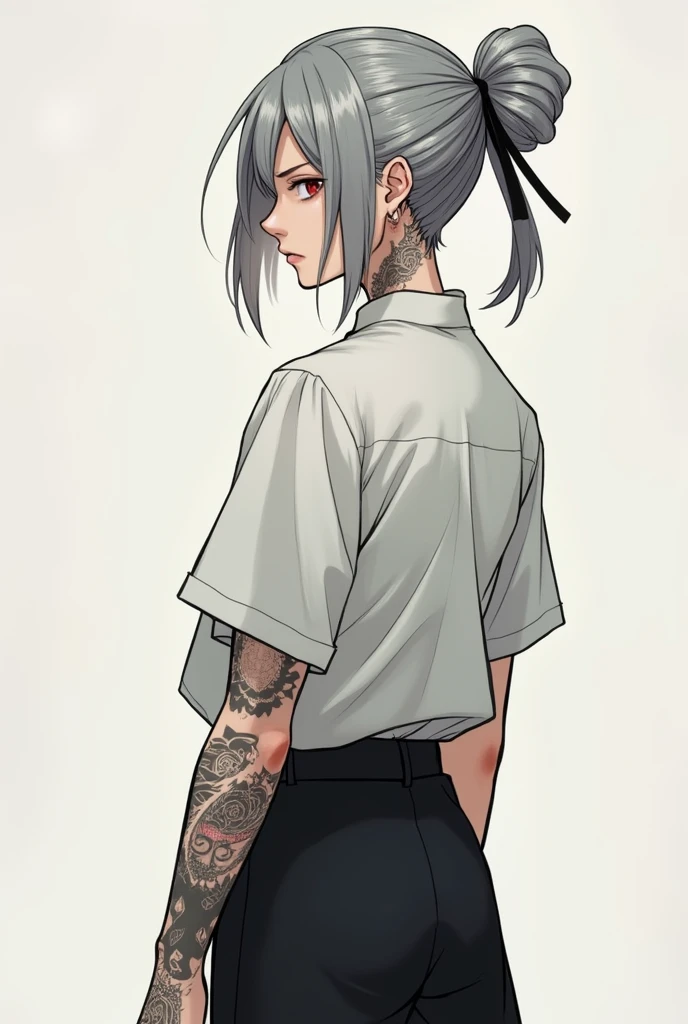 A 17-year-old delinquent with half-tied gray hair with the Chanel cut ...