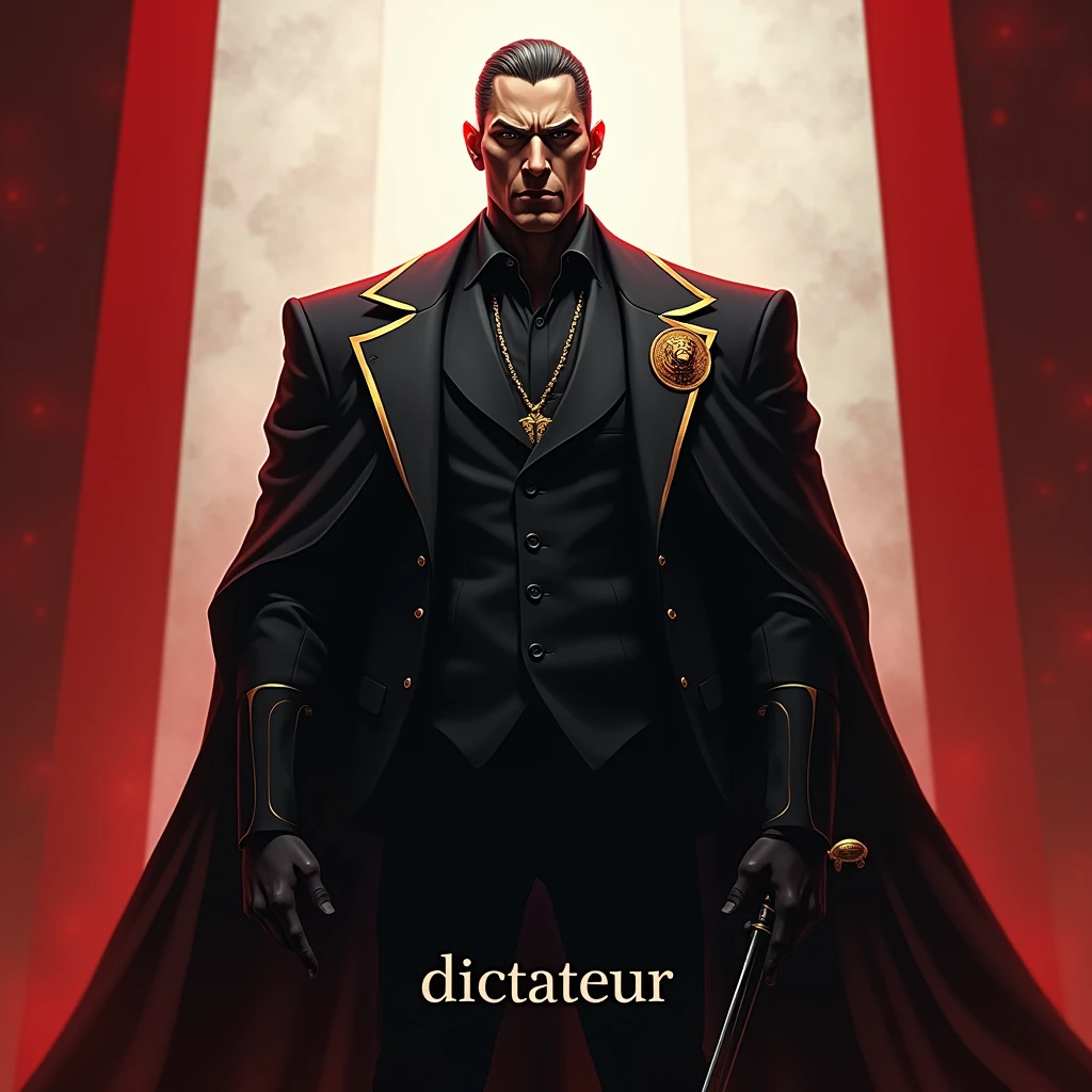 An image of a Human Tyrant Tall, with a commanding presence, wearing ...
