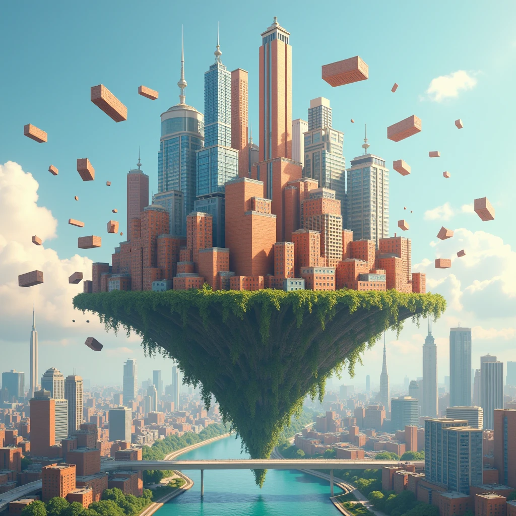 scene flies: , a normal building brick floating in the center of the ...