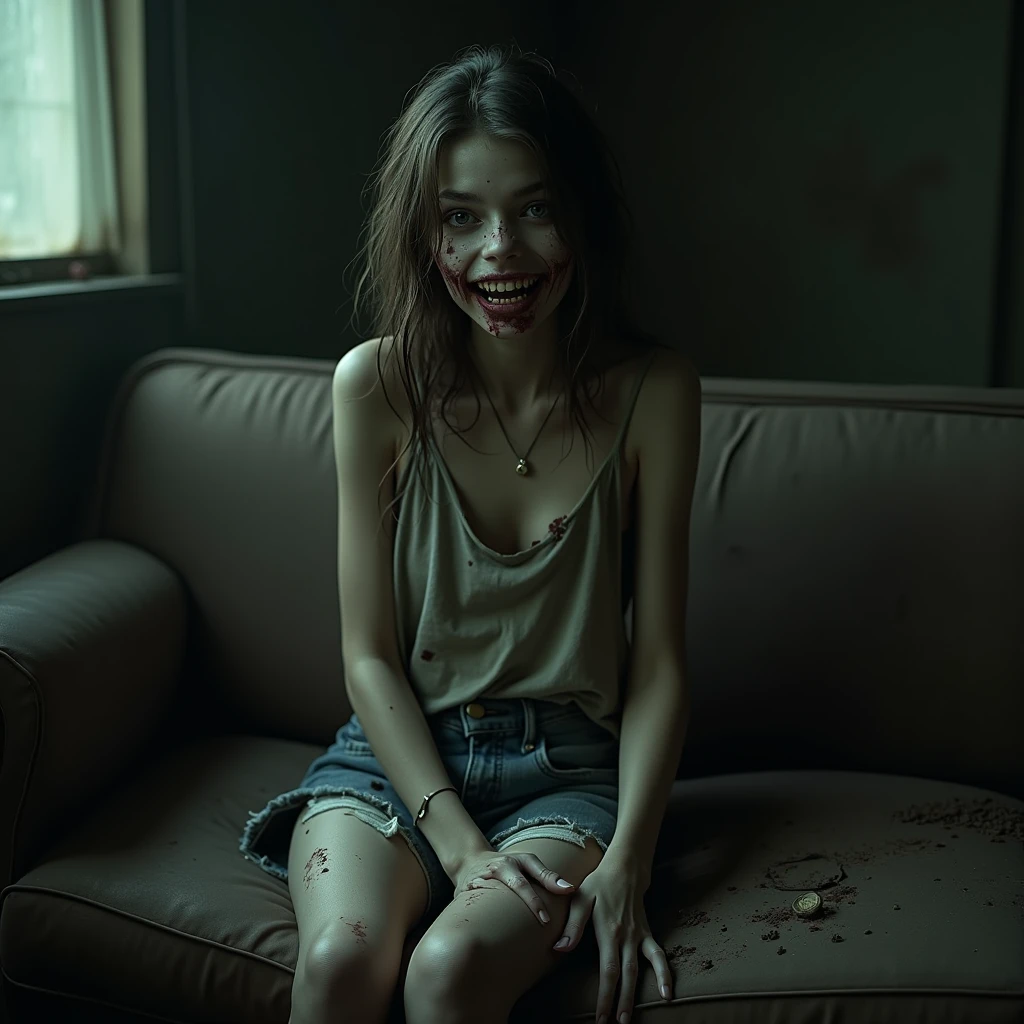 Alta qualidade, 8K Ultra HD, A little zombie girl with tank top and ...