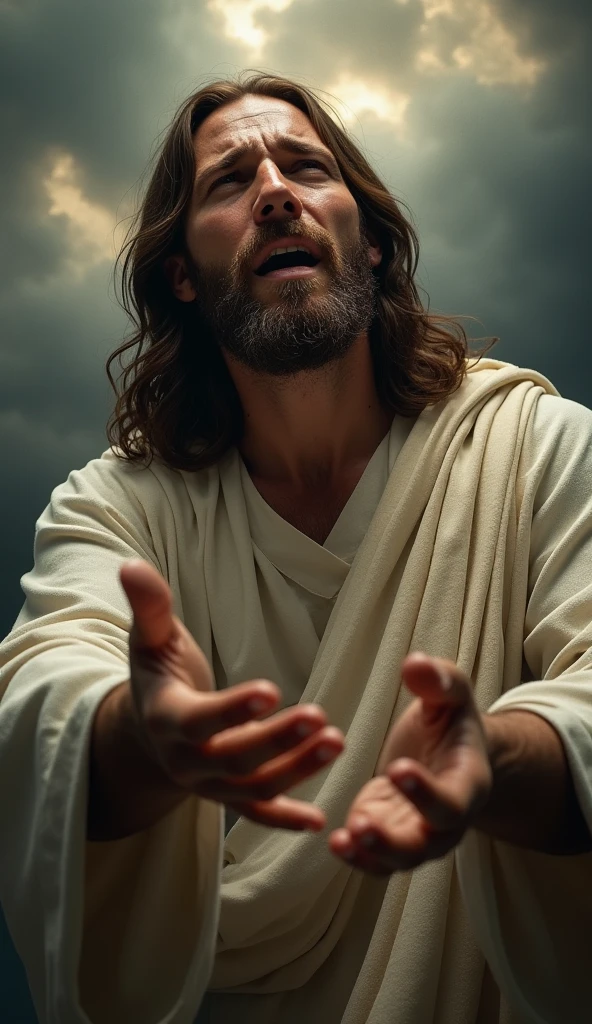 Create a highly detailed and emotionally powerful image of Jesus Christ ...