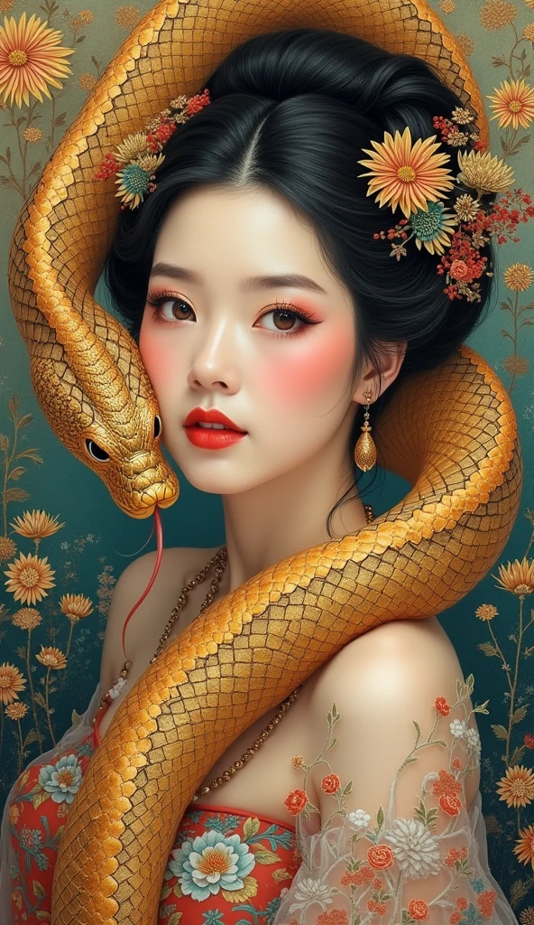 Rococo, Art Nouveau and Fauvism, colored oil and acrylic combined with ...