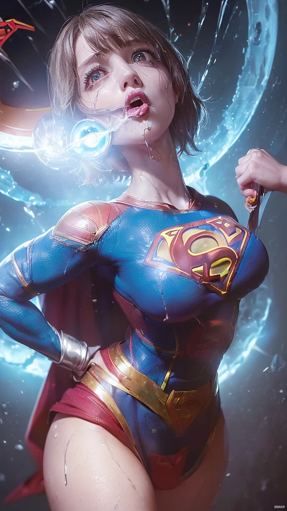 (The eyeball creature is inserting their laying tube into supergirl and laying e - SeaArt AI