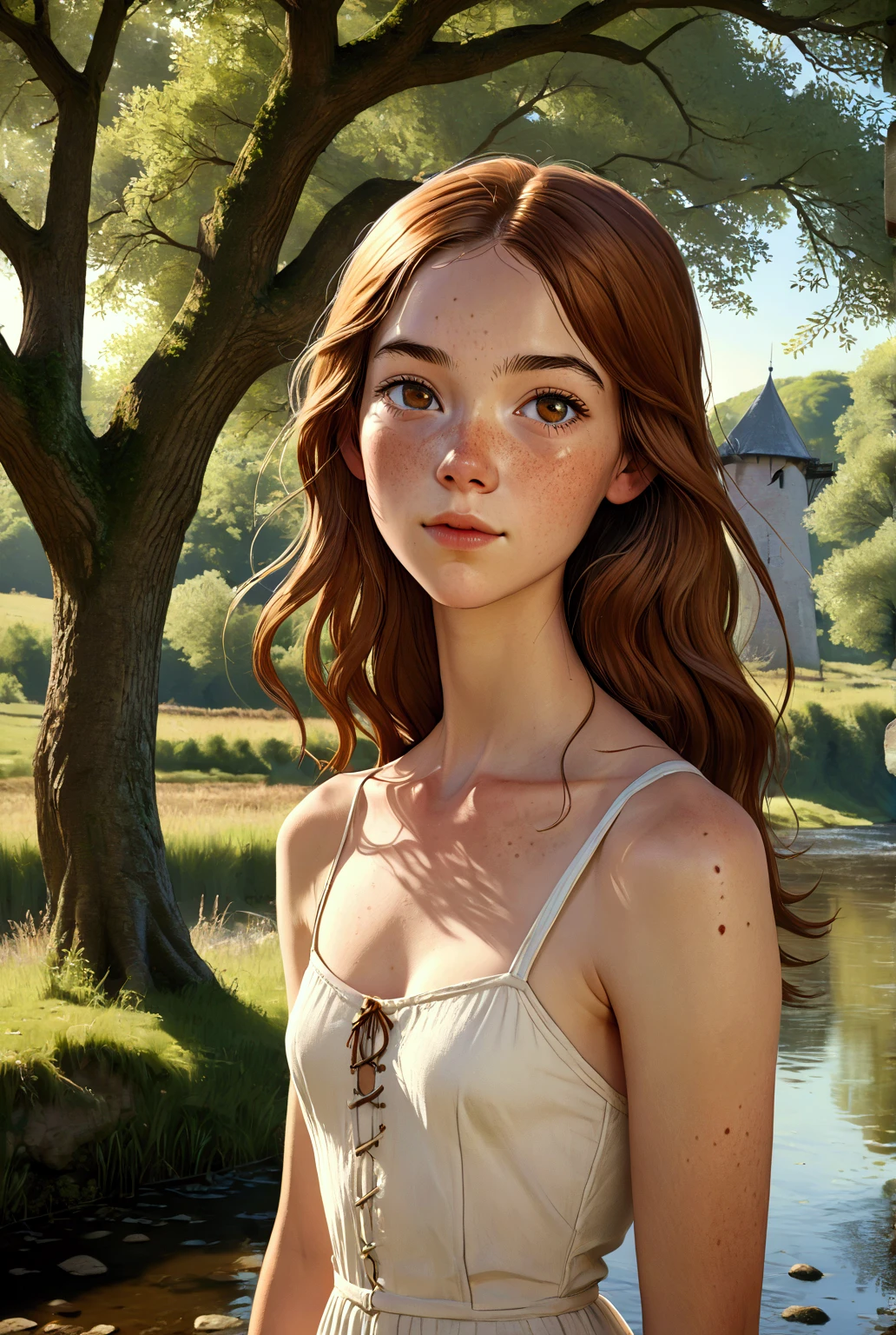 (Pauline Hoarau, 18 years old), nude, very small breasts, very pale skin - SeaArt AI