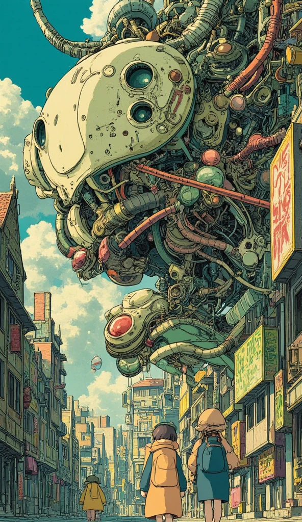 Steampunk style, . The structure is a complex fusion of mechanical ...