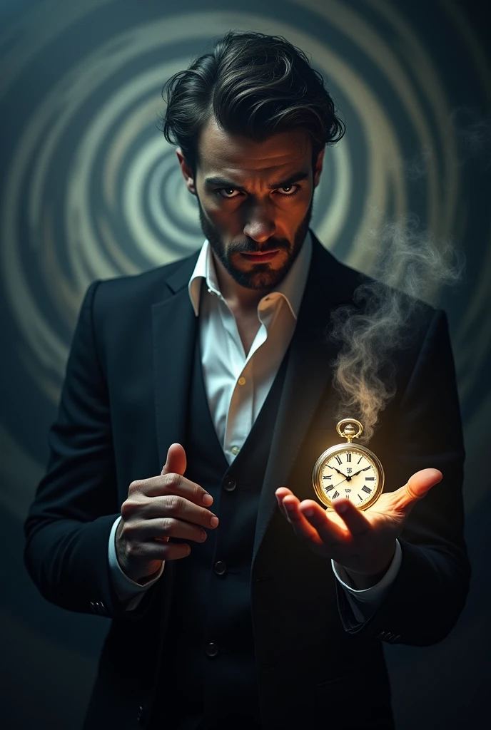 Mysterious hypnotist who wears a blazer and holds a pocket watch in his hand to - SeaArt AI