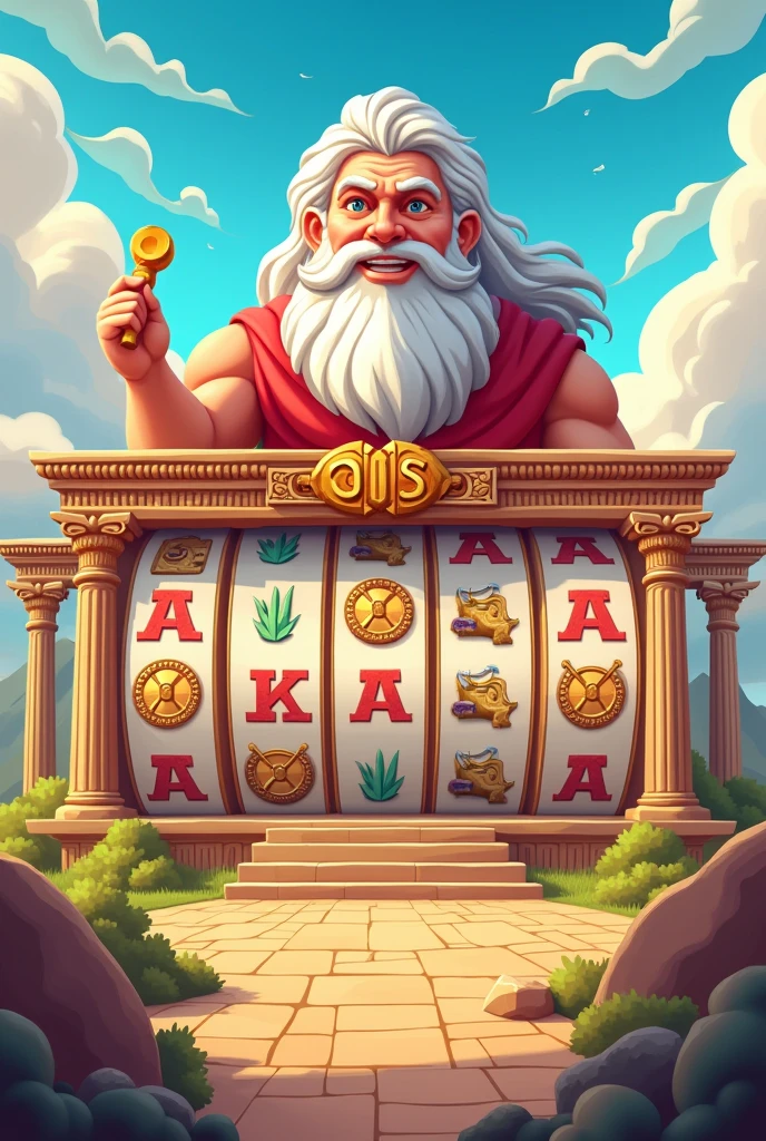 Zues Slot game background cartoon style - SeaArt AI