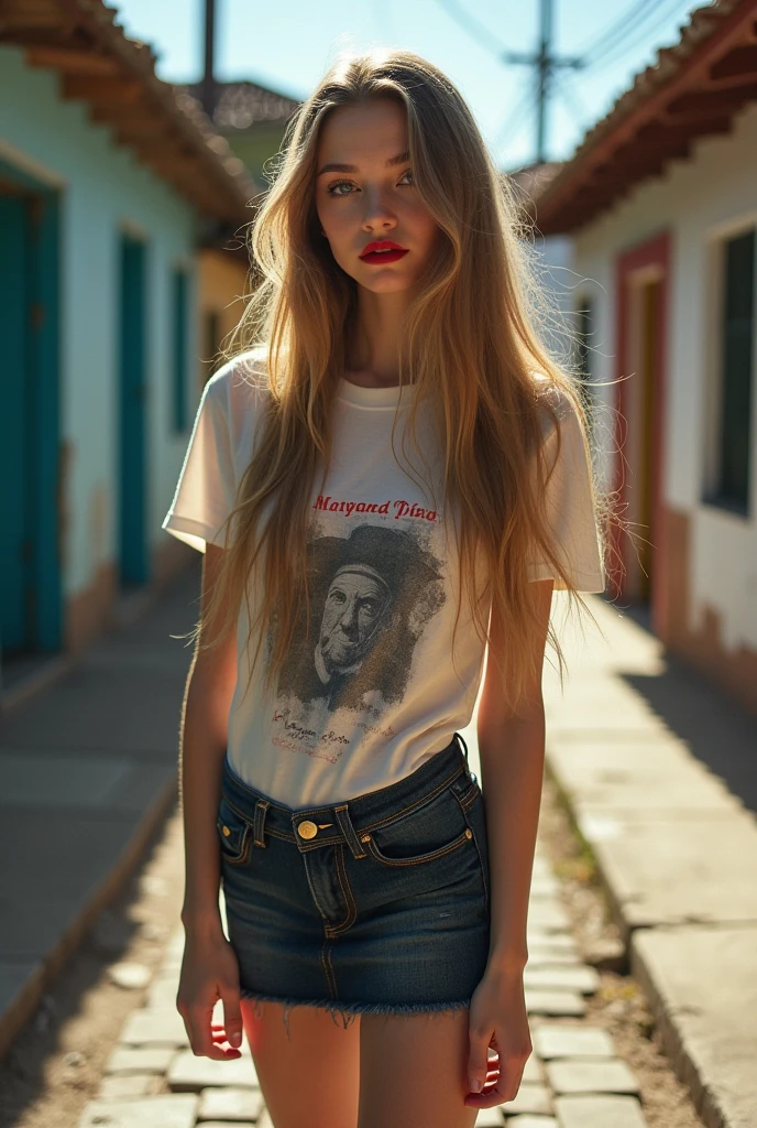 (fashion model tween ), in a mexican town, Karolina Protsenko - SeaArt AI