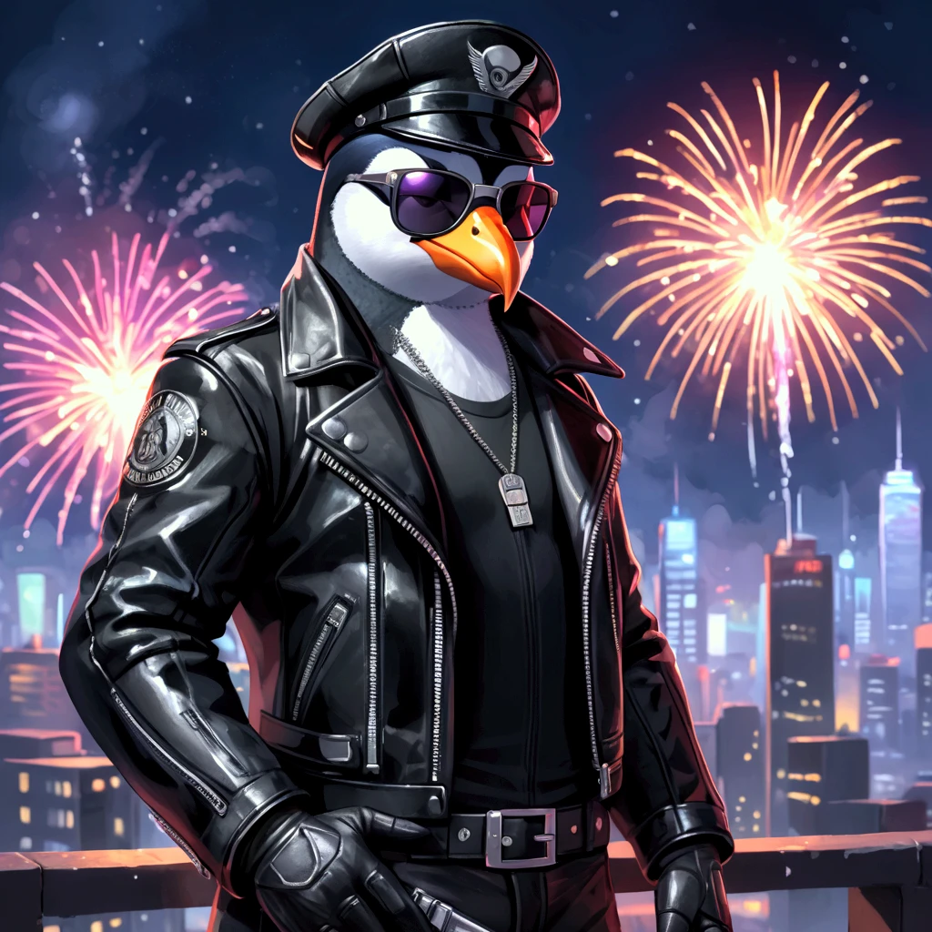 Closeup, Watercolor style: an extremely badass anthropomorphic penguin ...