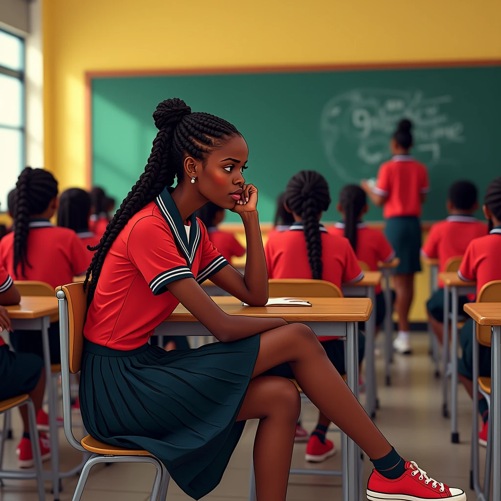 "A beautiful 18-year-old African high school girl, with long and ...