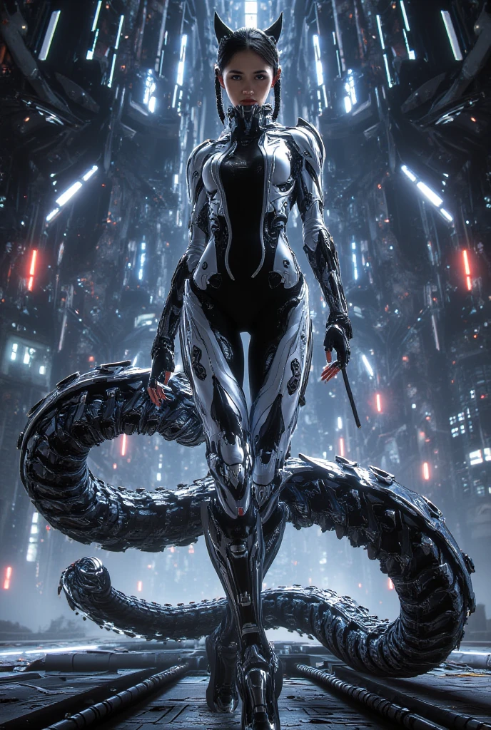 real、 cyberpunk、Rin wears a powered suit with the motif of a snake ...