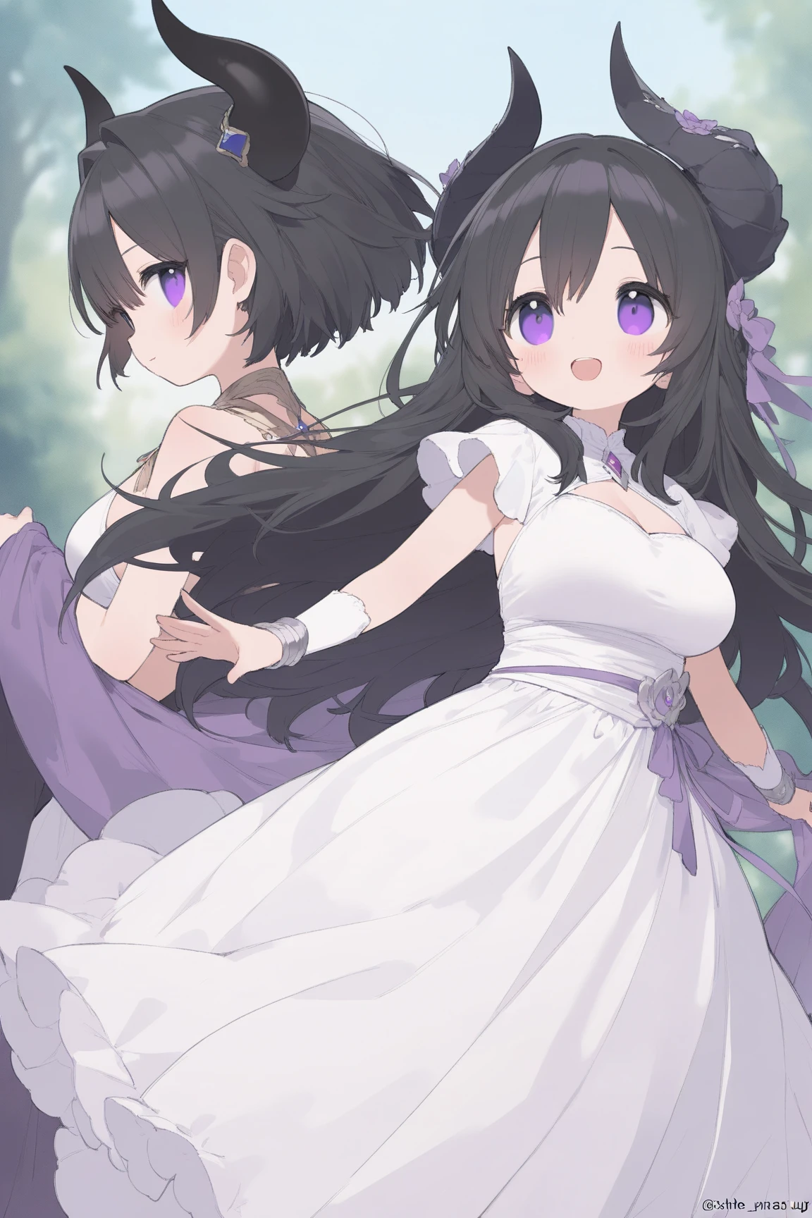 A beautiful polymorphic dragon girl wearing a pure white dress in a ...